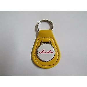 JAVELIN SCRIPT EMBLEM LOGO LEATHER KEYCHAIN - YELLOW