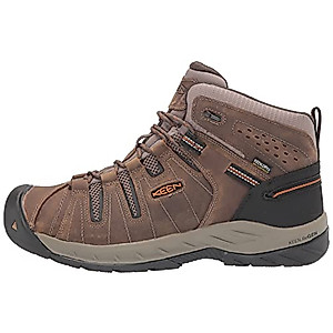 KEEN Utility Men's Flint 2 Mid Height Soft Toe Waterproof Non Slip Work Boots, Black Olive/Brindle, 14 Wide