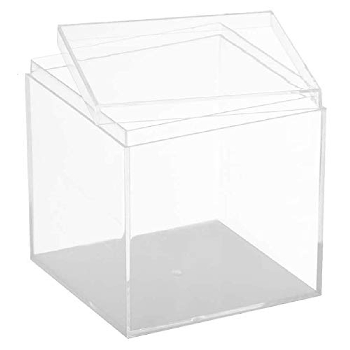 Hammont Clear Acrylic Boxes - 2 Pack - 4''x4''x4'' - Small Cube Lucite Boxes for Gifts, Weddings, Party Favors, Treats, Candies & Accessories, Plastic Storage Boxes