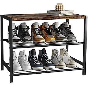 JEROAL 3-Tier Shoe Rack Storage Organizer,6-9 Pairs Sturdy Shoe Shelf for Entryway, Hallway and Closet Space Saving Storage and Organization
