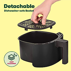 BELLA 2.9QT Manual Air Fryer, No Pre-Heat Needed, No-Oil Frying, Fast Healthy Evenly Cooked Meal Every Time, Removeable Dishwasher Safe Non Stick Pan and Crisping Tray for Easy Clean Up, Matte Black