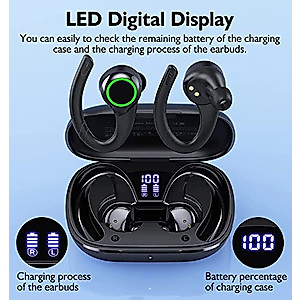 Wireless Earbuds Bluetooth 5.2 Wireless Sports Bluetooth Earphones in Over Ear Headphones with Earhooks Built-in Mic Headset for iPhone 14 Pro Max Android Running Outdoor Workout Sports