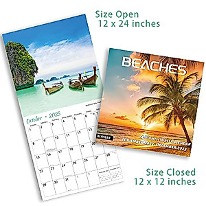 2023 Wall Calendar BEACHES, 14 Months Hangable Wall Calendars, Nov.2022-Dec.2023, Beach Calendars 2023, 12" x 24" (Open), Thick Glossy Paper, Organizing & Planning