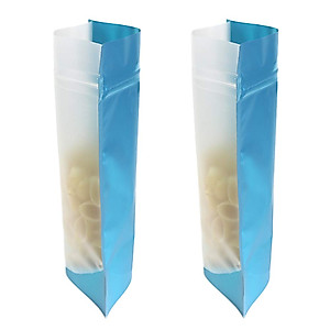 QQ Studio Matte Blue Re-Sealable Stand Up Pouches with Translucent Window for Food Packaging (100, 4" x 6")