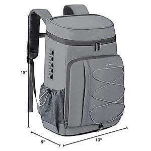 Maelstrom 35 Can Backpack Cooler Leakproof,Insulated Soft Cooler Bag,Beach / Camping Cooler,Ice Chest Backpack for Travel, Grocery Shopping,Kayaking,Fishing,Hiking,Grey