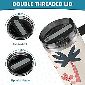 FRCSDIY Cartoon Elephant Insulated Tumbler with Handle and Straw Lid,30oz Leakproof Stainless Steel Cup BPA-Free Water Bottle