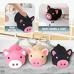 KETAR 3Pcs Pig Keychain Cute Backpack Keychain - Pig Funny Keychain Led Light Backpack Keychain Flashlight - Led Light Keychain Animal Backpack Pig Women Keychain Led Flashlight