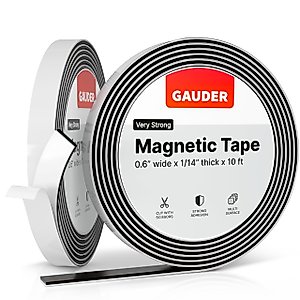 GAUDER Magnetic Tape Extremely Self Adhesive (0.6 Inch x 10 Feet) | Magnetic Strips | Magnet Roll