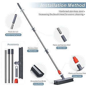 Push Broom, Tub Floor Tile Broom Brush, Lightweight Design for Cleaning Bathroom, Patio, Kitchen, Indoor Outdoor Cleaning Brush