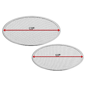 Bits N Things Pizza Screen 12 inch + 10 inch Seamless Round, 4 Pack Aluminum Mesh Pizza Screen (2 each size), Baking Tray for Home Kitchen Restaurant