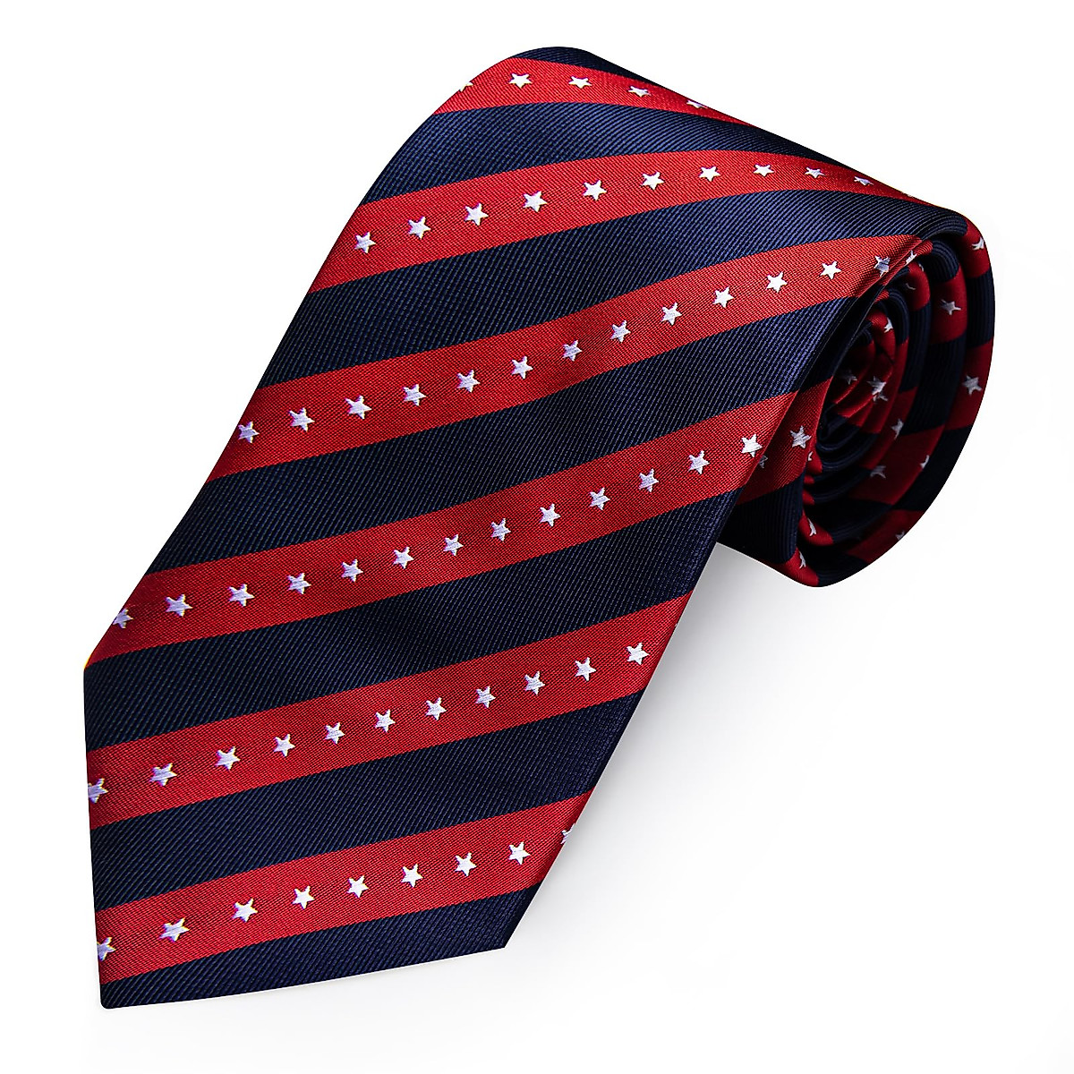YourTies Red Striped Ties for Men Silk American Flag Neckties Classic Patriotic Tie Formal Business