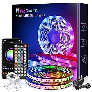 Nexillumi 100 ft LED Lights for Bedroom with Remote Color Changing LED Strip Lights
