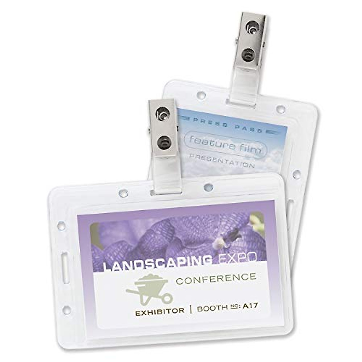 Office Depot Plastic Convertible Badge Holders with Clips, Box of 50, XS-50