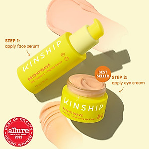 Kinship Brightwave 10% Vitamin C + Peptide Serum - Fade Dark Spots, Reduce Fine Lines & Wrinkles - Brighten, Plump & Smooth Face - Vegan Collagen - Anti-Aging Skincare - All Skin Types (1 Fl Oz)