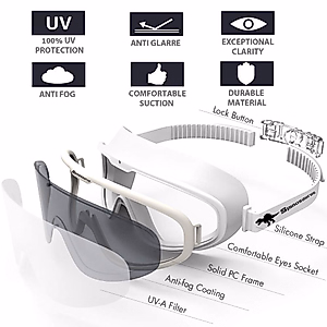 Spinosaurus Women's Swim Goggles, Anti-Fog, UV Protection, Adjustable Fit