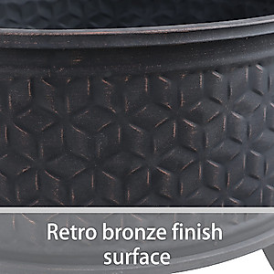 Wood Burning Fire Pit for Outside Antique Bronze 26 Inch Firepit Large Round Fire Pit Bowl with Poker & Spark Screen for Patio Lawn Backyard 4 Leg & Bronze Finish