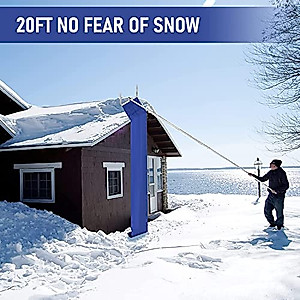20 Feet Aluminum Snow Rake, with 17' Snow Slide, 5 Extension Tubes & Anti-Skid Handle, Telescoping Snow Removal Tool for Removing Snow, Leaves, Debris…