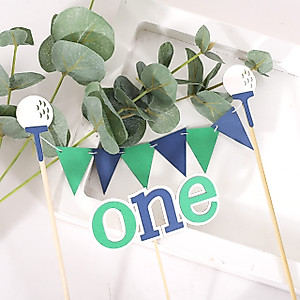 Golf First Birthday Cake Topper - 1st Birthday Cake Topper, Golf Themed First Birthday Party, Golf Tee Decor, One Cake Bunting, Boy 1st Birthday Party Supplies (Golf First Birthday Cake Topper)