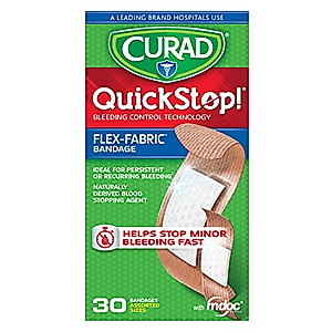 Curad Quickstop Flex Fabric Bandages, Assorted, 30/box