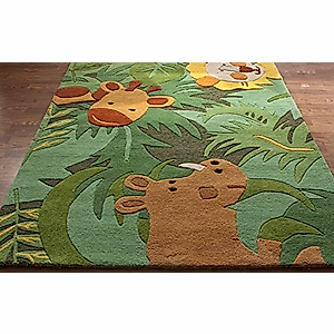 nuLOOM Kinder Safari Friends Wool Area Rug, 3' 6" X 5' 6", Green