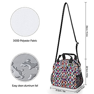 Tribal Aztec Geometric Art Lunch Bag, Lunch Box Portable Insulated Lunch Tote Bag, Thermal Cooler Bag for Women Work Outdoor