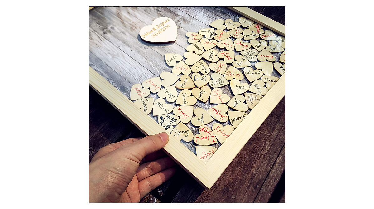 Wedding Guest Book Alternative with Pen - Rustic Wooden Frame for ...