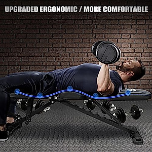Weight Bench Adjustable Strength Training Workout Benches Foldable Work Out Incline Bench Set for Home Gym Weight Lifting Dumbbell Exercise Full Body Workout with Resistance Rope
