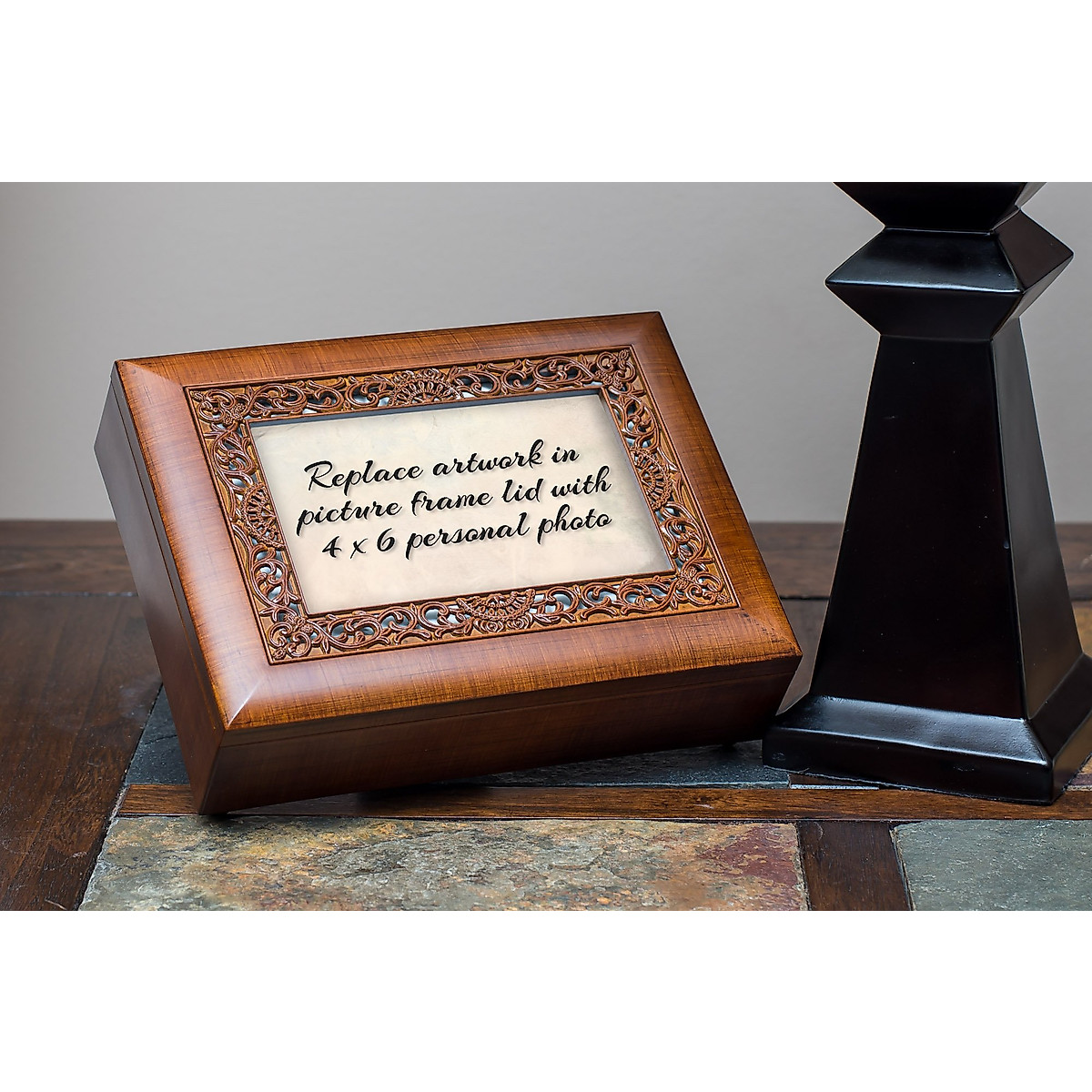 Cottage Garden Mother Woodgrain Ornate Music Box Plays Wind Beneath My Wings