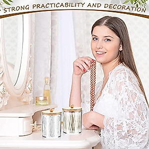 Mumufy 12 Pcs Cotton Ball Holder with Lids 10 oz Clear Plastic Apothecary Cotton Swab Holder Round Bathroom Canisters Organizer Accessories Compatible with Qtip