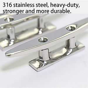 KAHACIYO Boat Cleat Open Base Boat Cleat 4 inch, Dock Cleat 316 Stainless Marine Grade Steel, Highly Polished Include Installation Accessories Screws