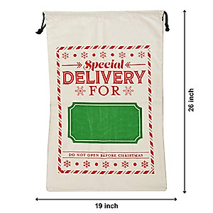 JOYIN 3 Packs Christmas Gift Bags, Santa Burlap Sack with Drawstring 26" x 19" for Large Xmas Package Storage, Event Party Supplies, Christmas Party Favors