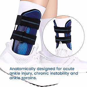 Velpeau Ankle Support Brace for Men & Women, Ankle Stabilizer, Stirrup Splint for Sprains, Tendonitis, Volleyball, Basketball, Sprained Ankle, Reversible Left & Right Foots, One Size(Foam Pad, Blue)
