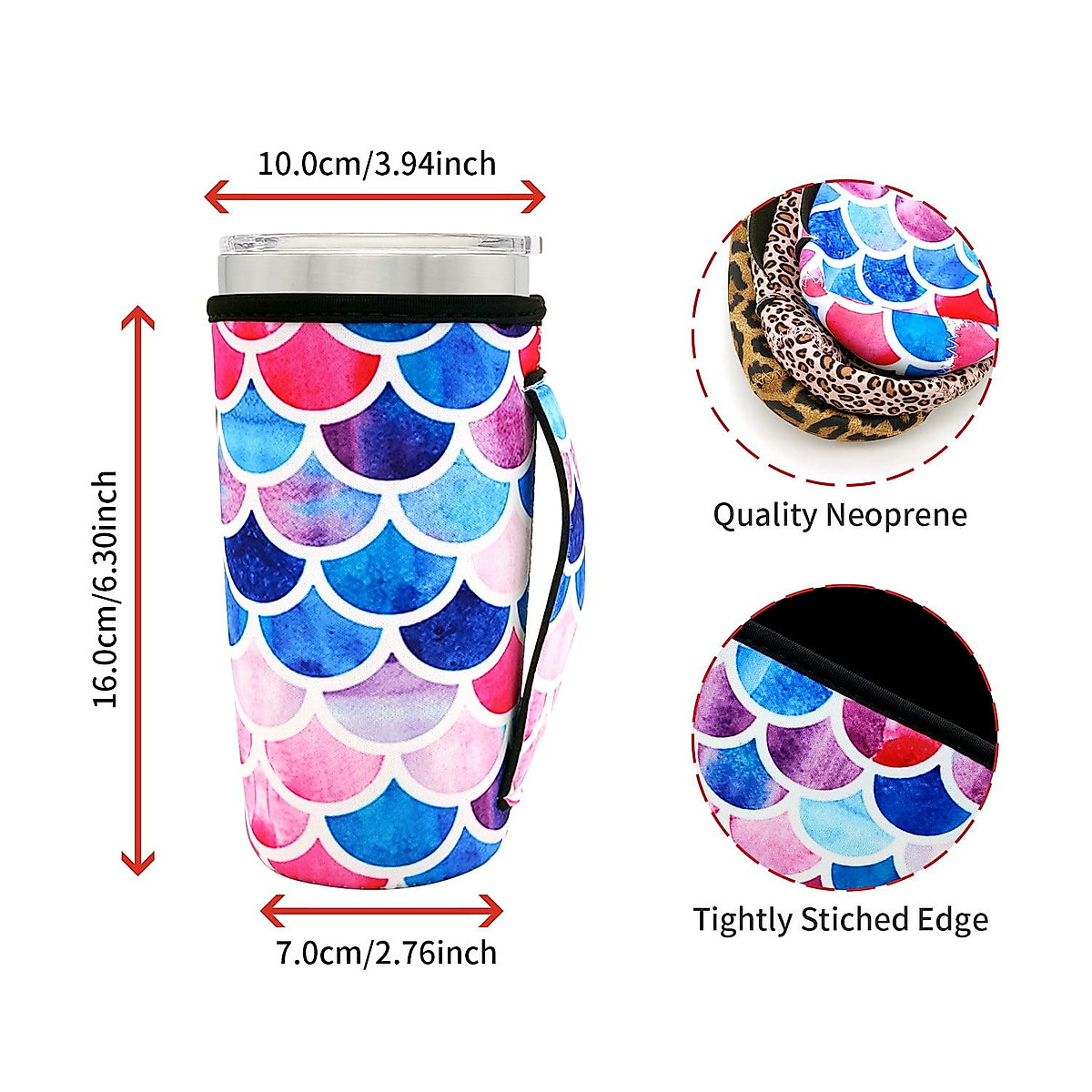 Neoprene Insulated Sleeves Cup Cover Holder Compatible with 20oz Tumbler Cup, 20oz YETI Rambler, SUNWILL, RTIC, Trenta, Most iced coffee cups (Flower meadow)