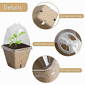 PURPLE STAR 1N 20 PCS Seeding Starter Peat Pots with Humidity Dome-2.3 Inch Square Biodegradable Plant Nursery Pots-Eco-Friendly Seedling Planting Pot for Garden Vegetable Flower Germination
