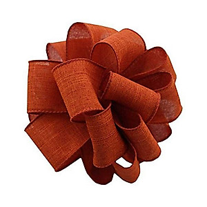 Berwick Offray DWI Linen Wired Edge Ribbon-1-1/2 Wide X 50 Yards-Rust Ribbon