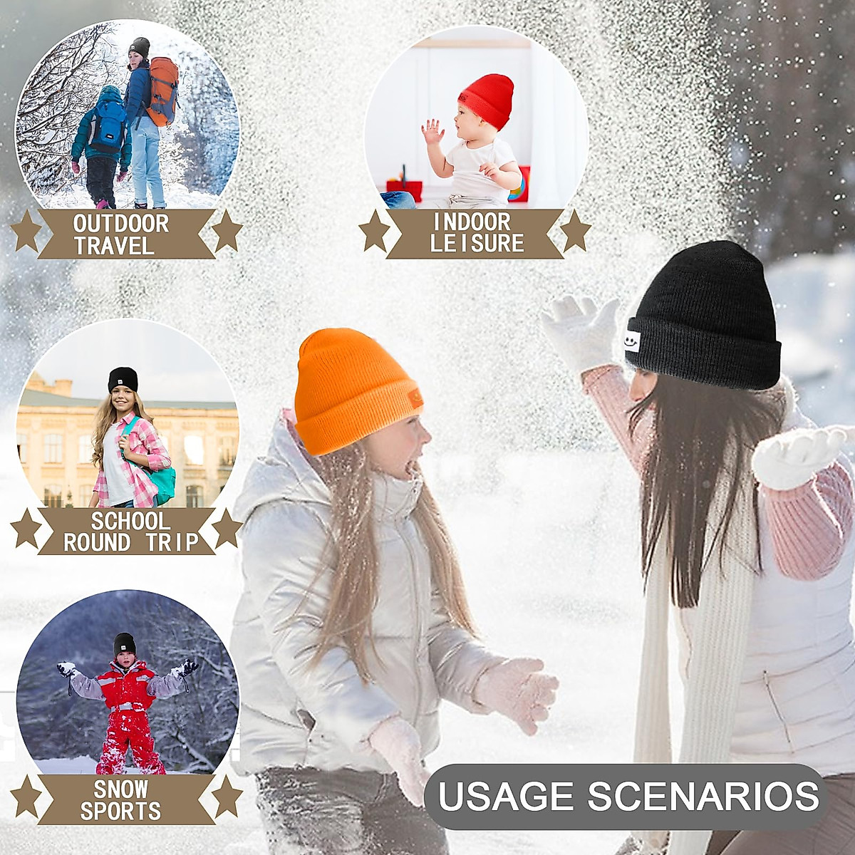 PLIOPYIK Newborn Baby Beanie Hat Knit Warm Hats for Toddler Child Kids Girls Boys 24-120Months