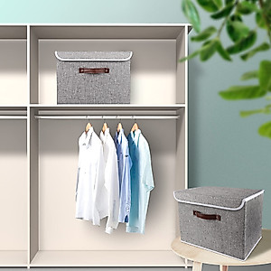 coastal rose Foldable Storage Bins, 2 Pack Decorative Fabric Storage Boxes Baskets with Lid & Handle, Stackable Storage Cubes Organizers for Home, Shelves, Closet, Bedroom, Toys(Gray)