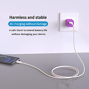 ZUQIETA iPhone Charger Cable, 3Pack (Apple MFi Certified) Data Sync Charging Cords with 3Pack USB Wall Charger Travel Plug Adapter Compatible iPhone 12 Pro/11 Pro/Xs/XR/X/8/8Plus and More-Purple