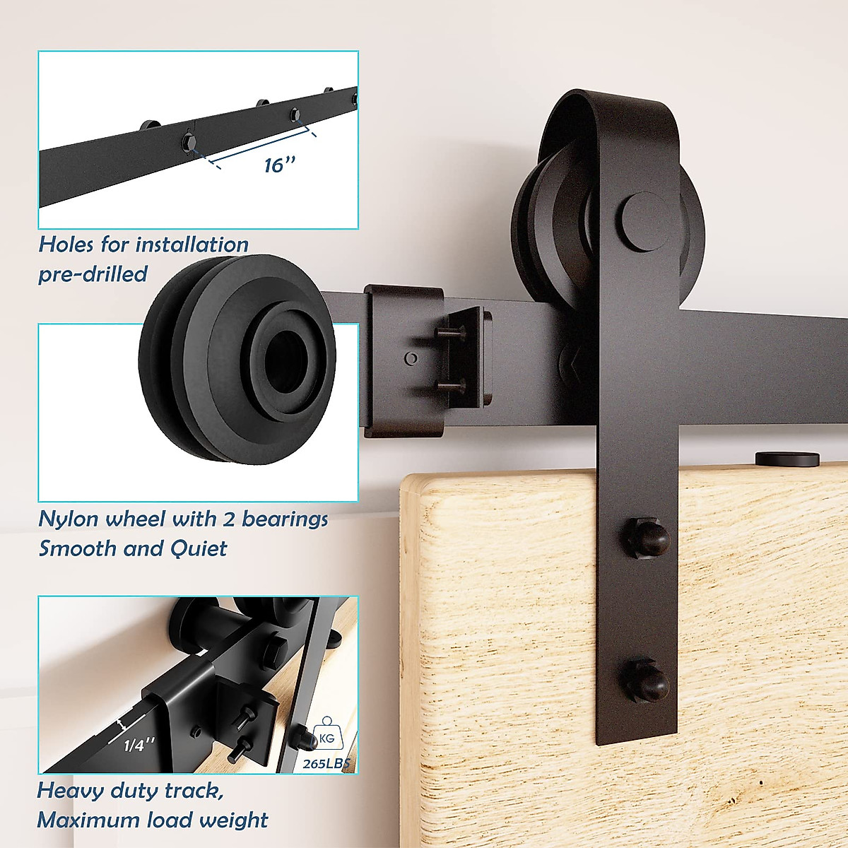 DaAzHai 5 Ft Sliding Door Hardware:Easy to Install -Smoothly and Quietly Sliding Barn Door Hardware Kit Single Door Track Low Ceiling Barn Door Hardware Kit, Modular Track with Stable Connection