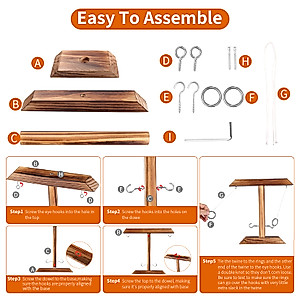 Large Hook and Ring Game- Ring Toss Game for Adults Kids, Ring Hook Game with Shot Leader, 2 Player Handmade Wooden Ring Swing Hook Game Fast-Paced Interactive Game for Home Outdoor