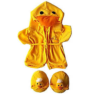 Duck Robe & Slippers Pajamas Outfit Teddy Bear Clothes Fit 14" - 18" Build-A-Bear and Make Your Own Stuffed Animals