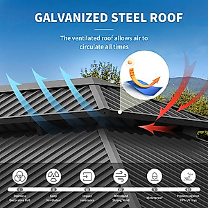 Greesum 12'x16' Hardtop Metal Gazebo, Outdoor Galvanized Steel Double Roof Canopy, Aluminum Frame Permanent Pavilion with Netting and Curtains for Lawns, Patio, Backyard and Deck