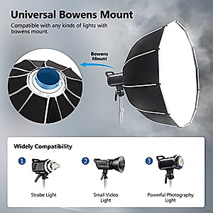 Bowens Mount Parabolic Softbox, Upgraded One-Step Quick Installation, Takerers 33.5" Deep Parabolic Softbox Diffuser with Honeycomb Grid, Compatible for Aputure/Smallrig/Neewer/GVM Lights, Flash