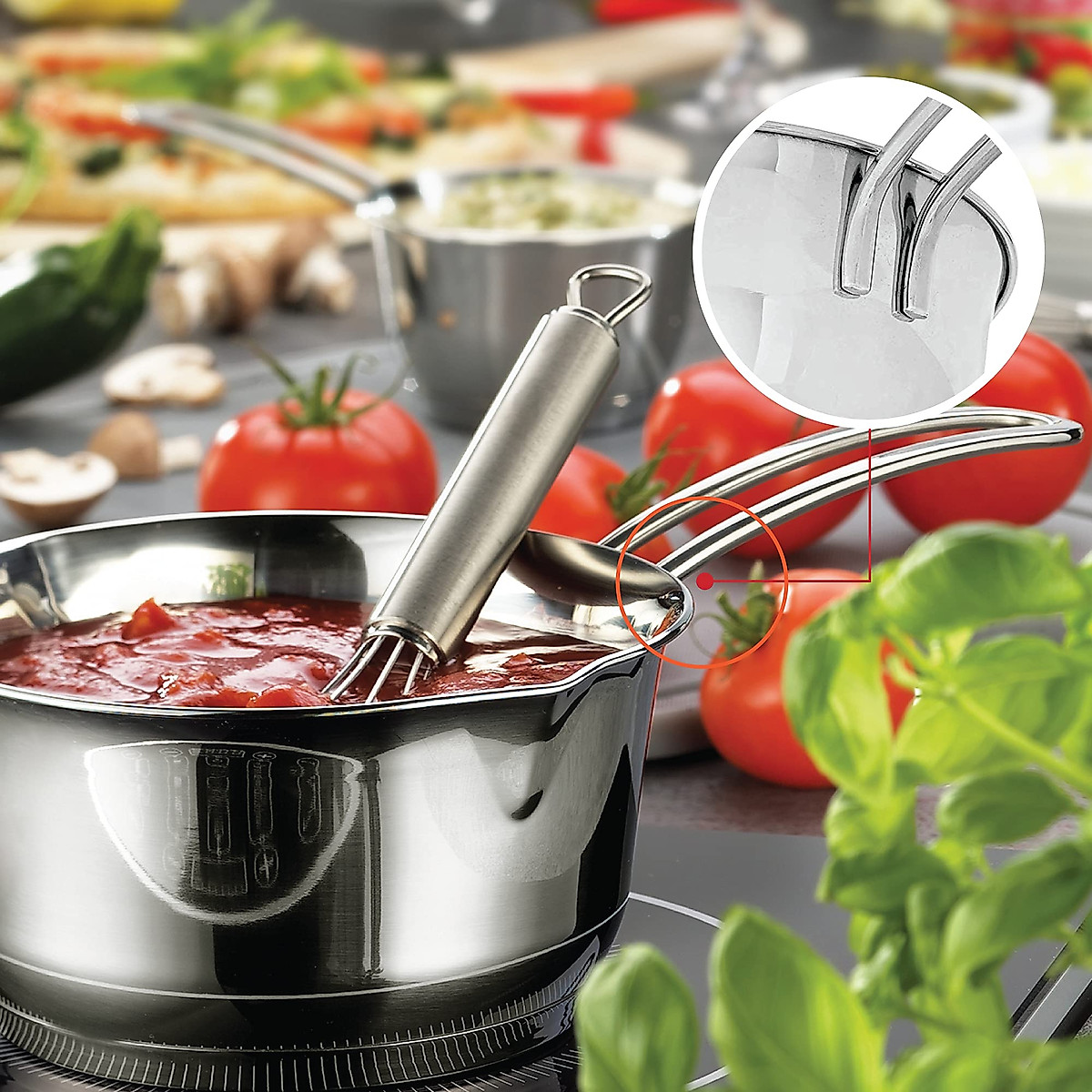 Küchenprofi Stainless Steel Saucepan with Clad Bottom, 16-Ounce,Silver