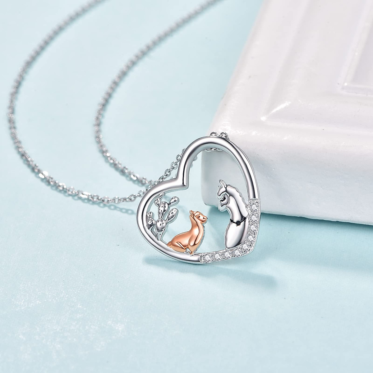 TANGPOET Llama Gifts Sterling Silver Alpaca Llama Necklace Mother Daughter Llama Pendant Jewelry for Women