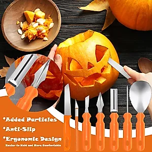 Pumpkin Carving Kit, 14 PCS Stainless Steel Pumpkin Carving Tools with Halloween Stickers and Candles, Halloween Decorations Gifts for Family DIY, Pumpkin Decorating Kit with Box for Kids and Adults