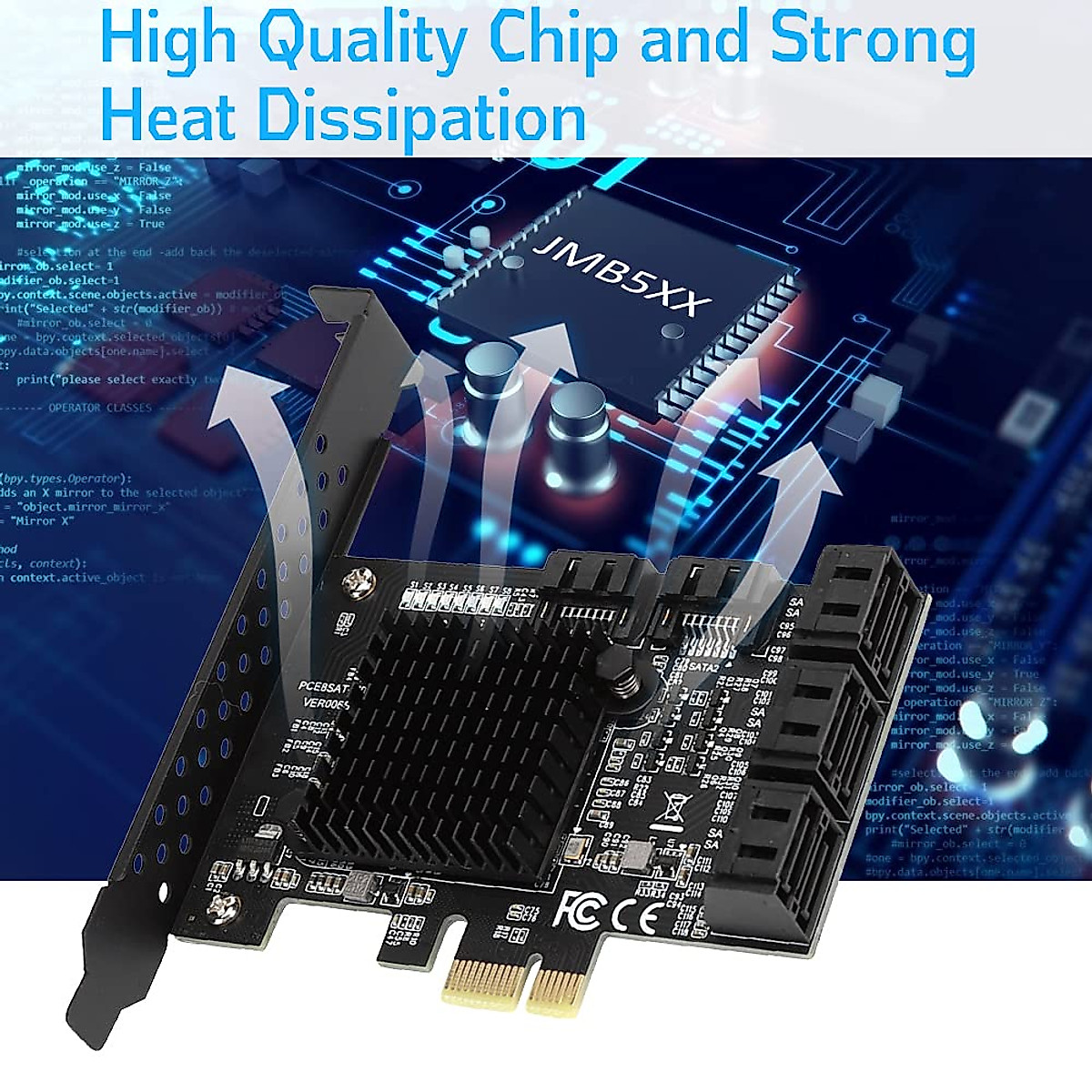 Heayzoki Ports PCI-E to SATA 3.0 Card,PCI Express PCI-e Expansion Card,PCI-E to SATA3.0 Controller Expansion Board,for 7/8/XP/10,with Driver Disc,Semi-High Baffle