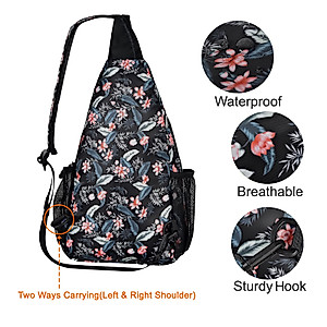 MOSISO Sling Backpack, Multipurpose Travel Hiking Daypack Rope Crossbody Shoulder Bag, Lychnis