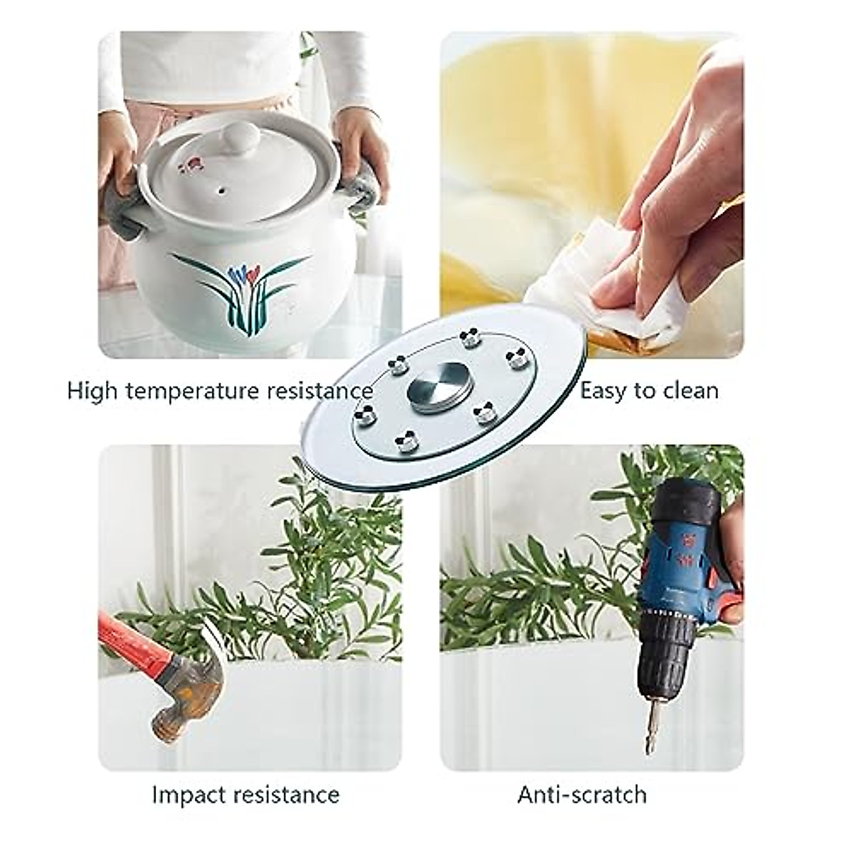 BPILOT Swivel Turntable Lazy Susan，Round Tempered Glass Table Top With Heavy Duty Aluminium Alloy Smooth Swivel Plate For Serving Trade Show Displays,customizable (Color : Clear, Size : 85cm)