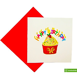 Colorful Happy Birthday Cupcake, Quilling Card 3D - Unique Dedicated Handmade, Design Greeting Card for Birthday | 6" x 6"
